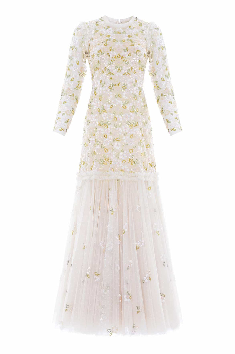 Brianna Long Sleeve Gown – Champagne | Needle & Thread