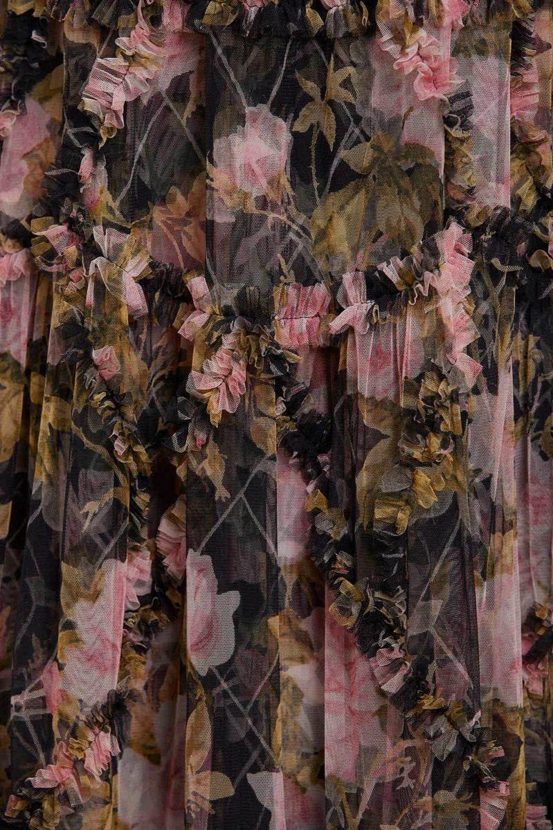 English Rose Diamond Ruffle Gown – Black | Needle & Thread