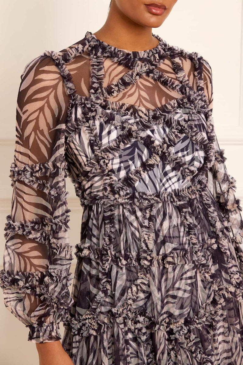 Feather Ruffle Ballerina Dress – Blue | Needle & Thread