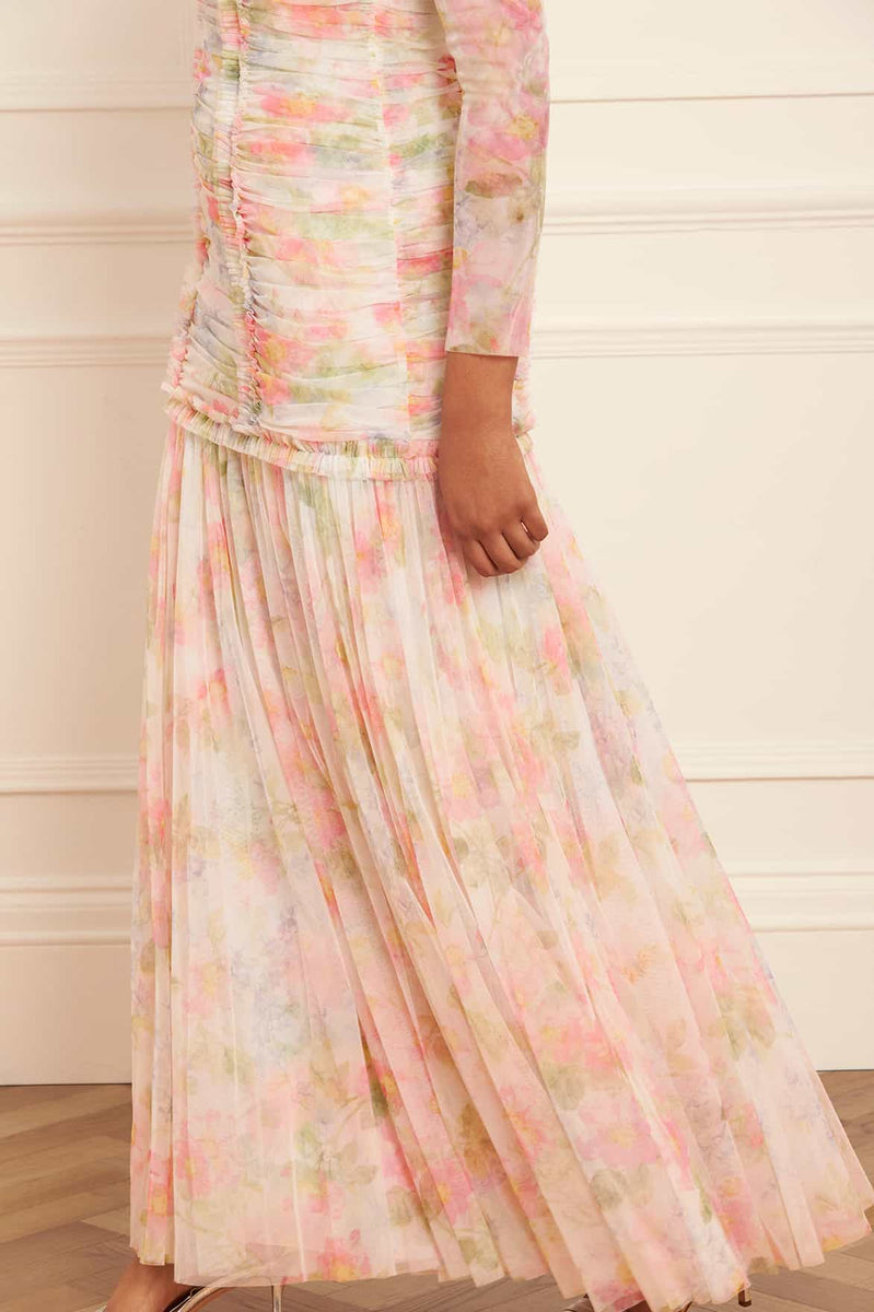 Immortal Rose Rouched Off-Shoulder Gown – Multi | Needle & Thread