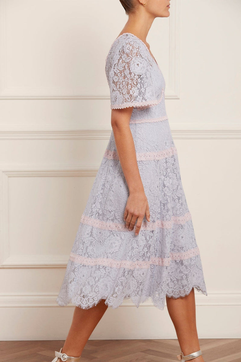 Lace Primrose Midi Dress – Blue | Needle & Thread