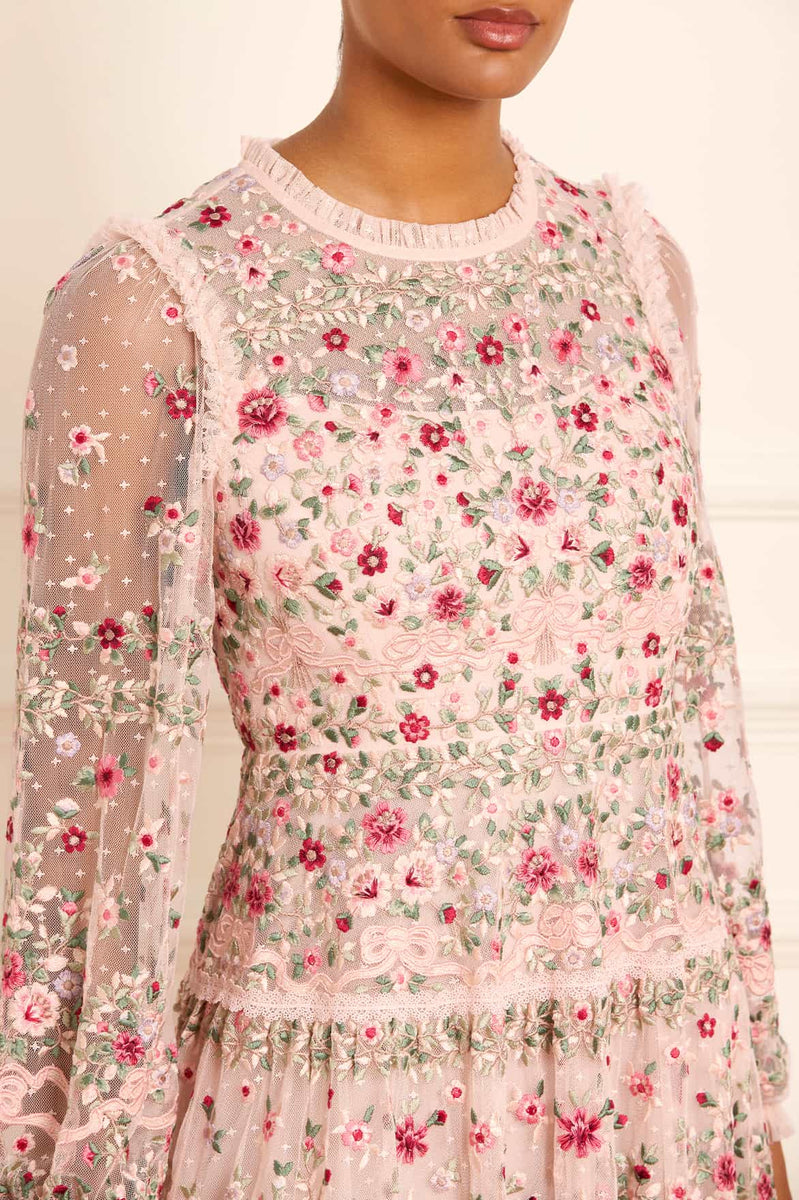 Ribbon Bouquet Midaxi Dress – Pink | Needle & Thread