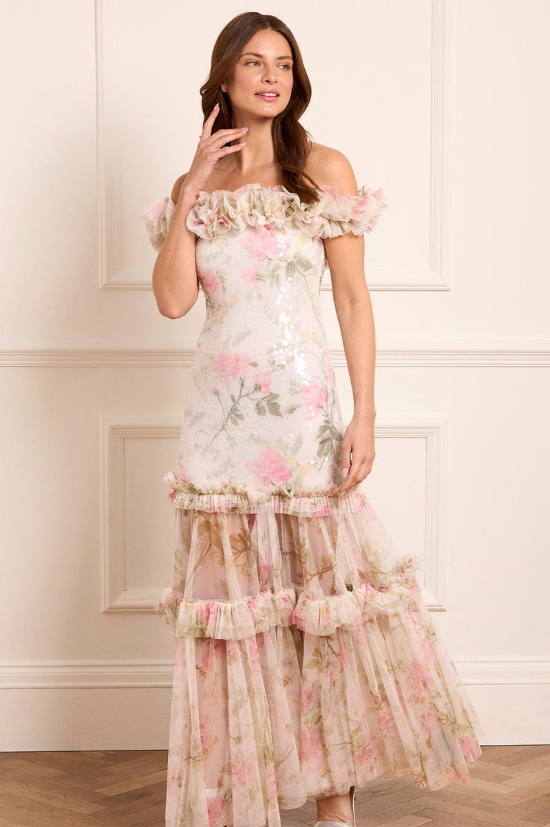 Rose Tallulah Off-Shoulder Gown – Multi | Needle & Thread
