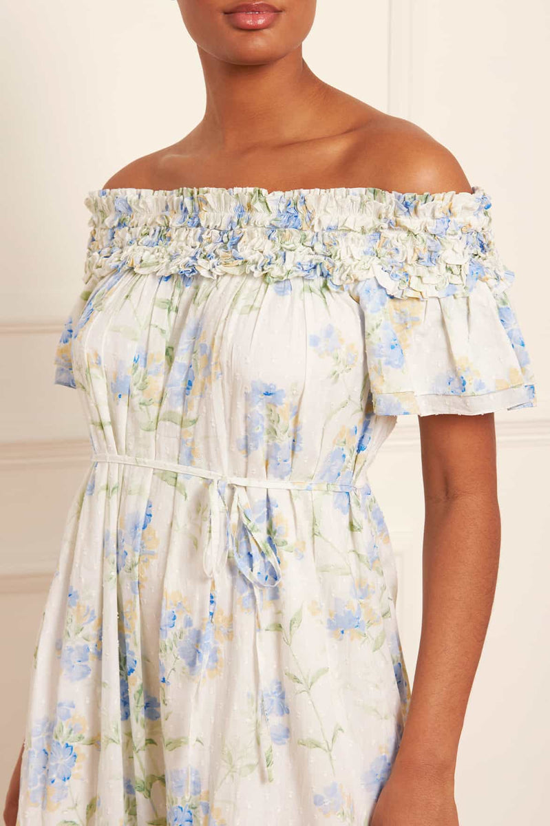 Summer Posy Cotton Off-Shoulder Ankle Gown – Multi | Needle & Thread