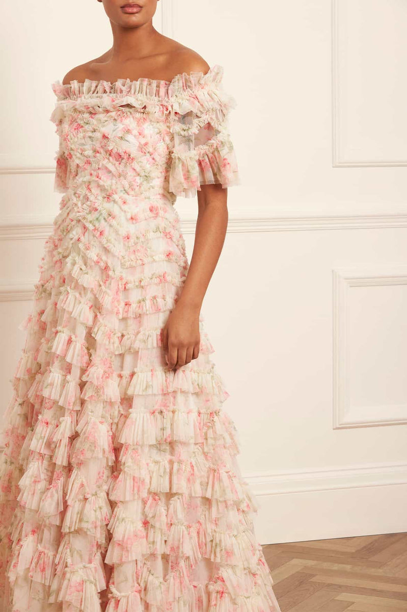 Summer Posy Lana Off-Shoulder Gown – Multi | Needle & Thread