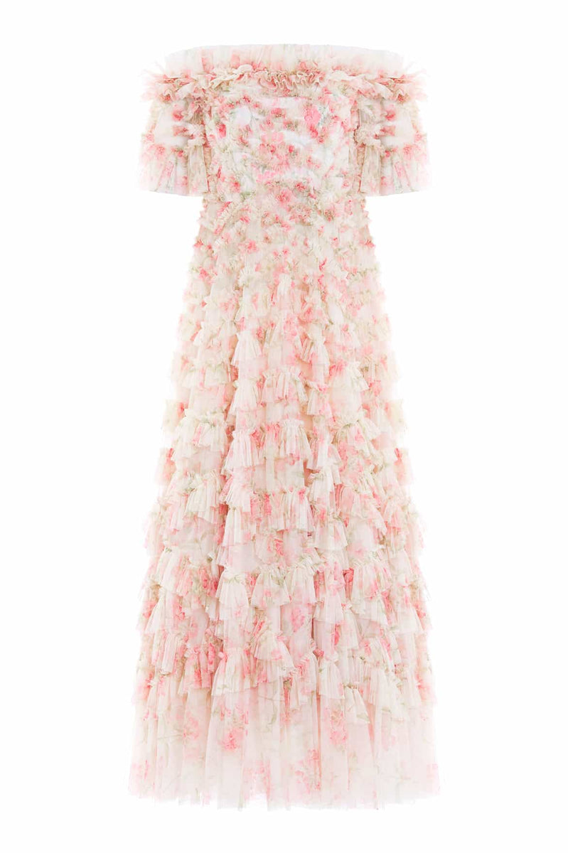 Summer Posy Lana Off-Shoulder Gown – Multi | Needle & Thread